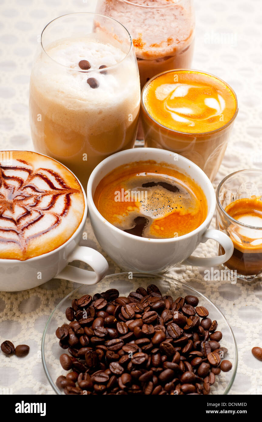 selection of different coffee type Stock Photo - Alamy