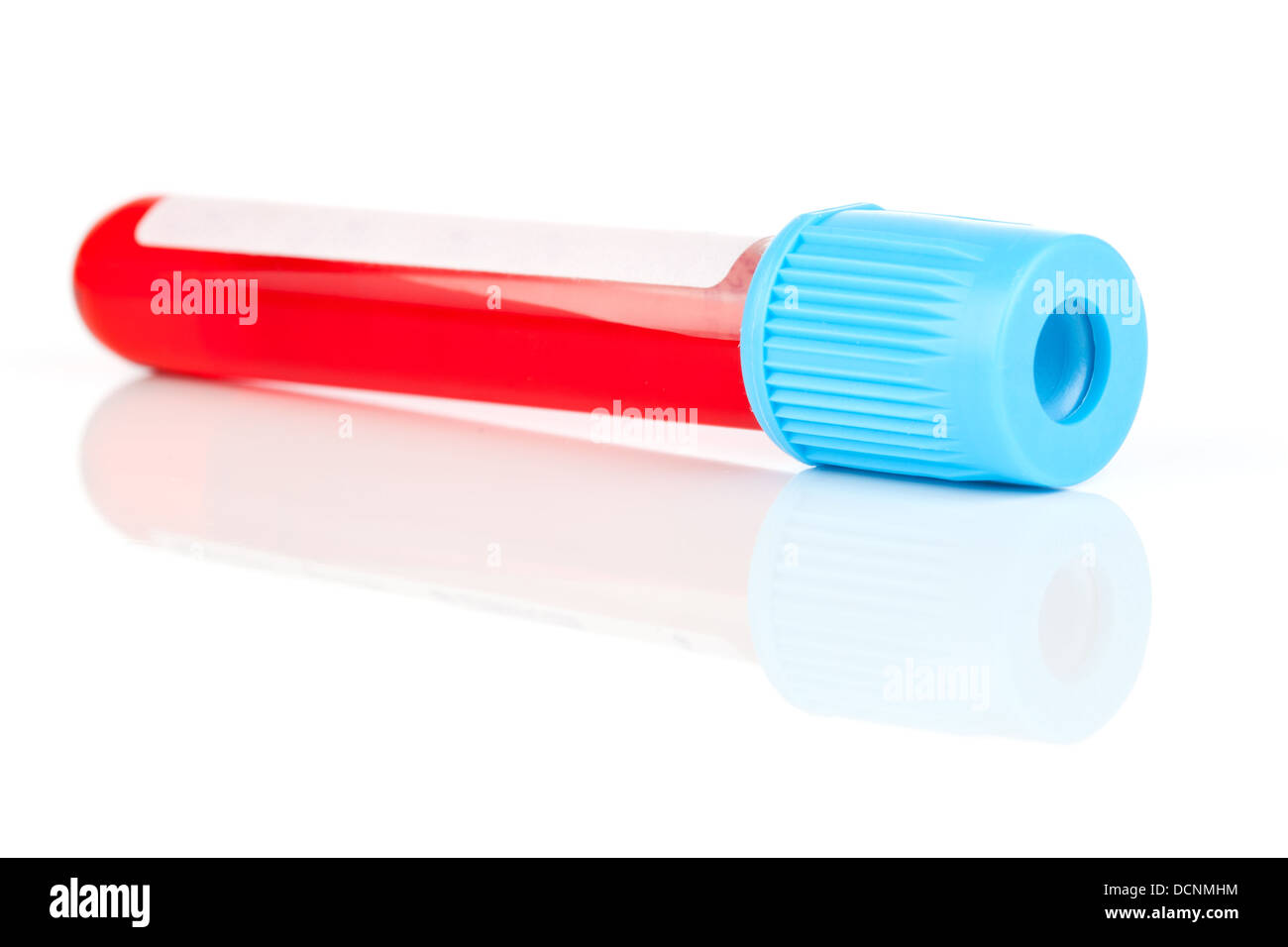 Blood In tube for laboratory analysis, isolated on white background ...