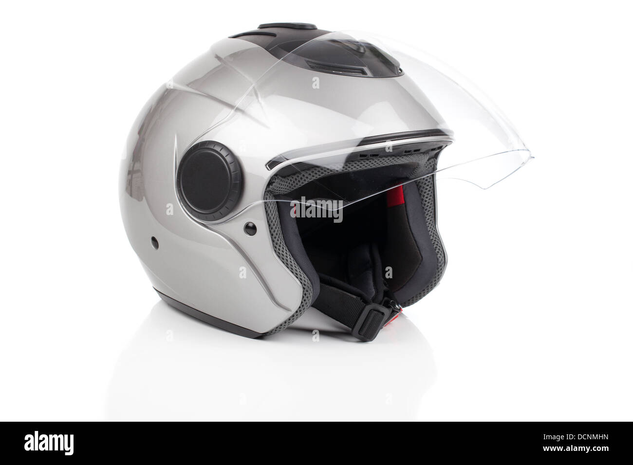 gray, shiny motorcycle helmet isolated Stock Photo - Alamy