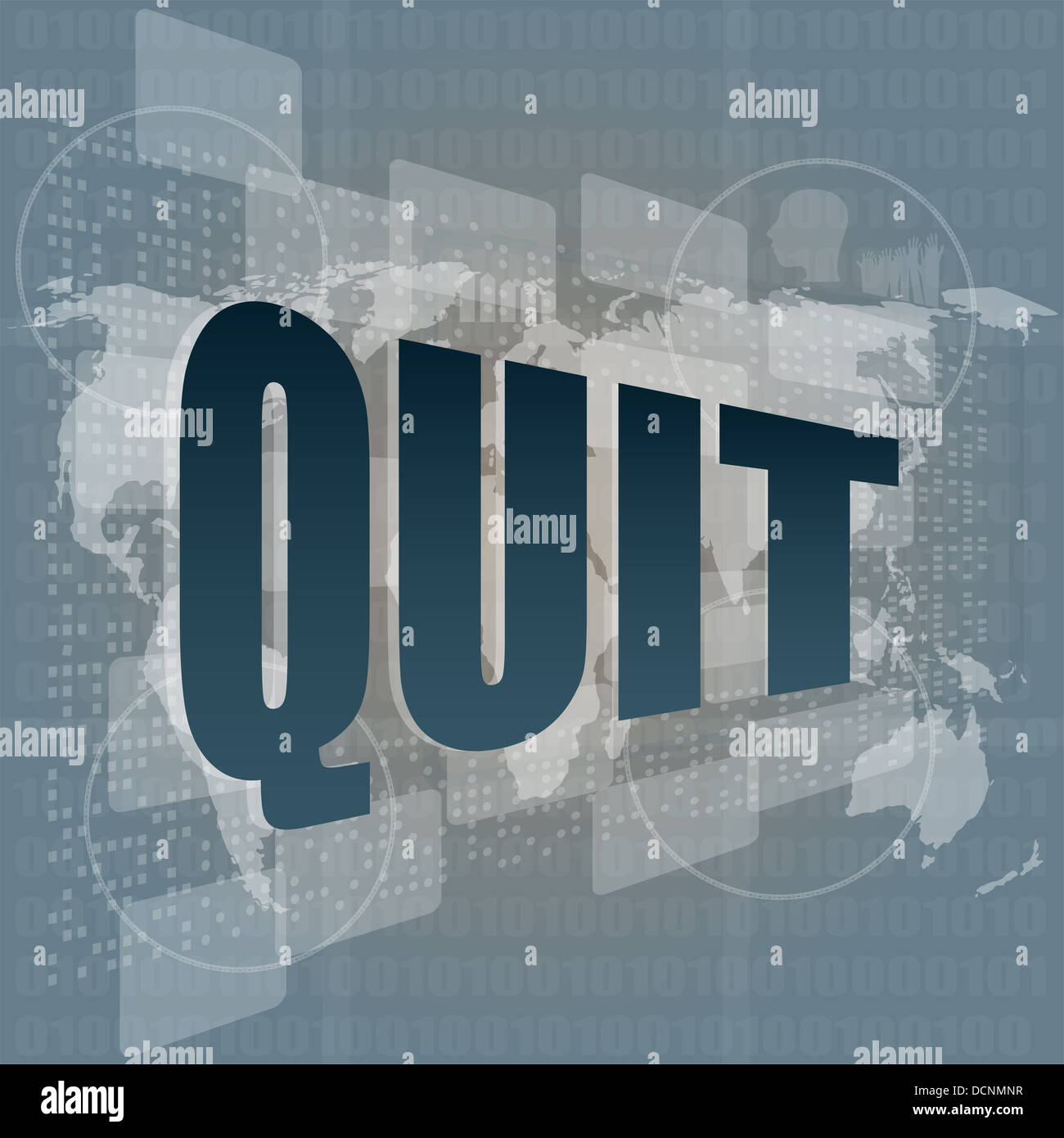 words quit on digital screen, business and social concept Stock Photo ...