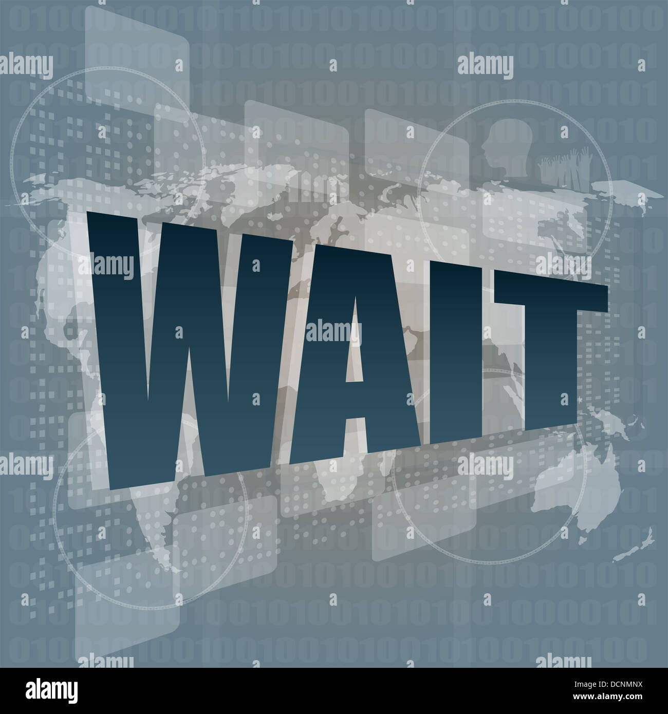 words wait on digital screen, business and social concept Stock Photo ...