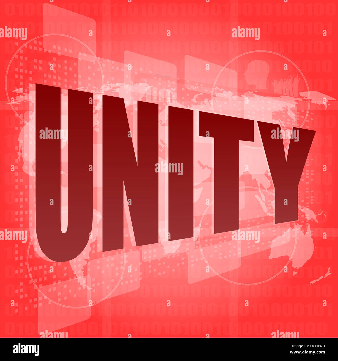 unity text on digital touch screen - business concept Stock Photo - Alamy
