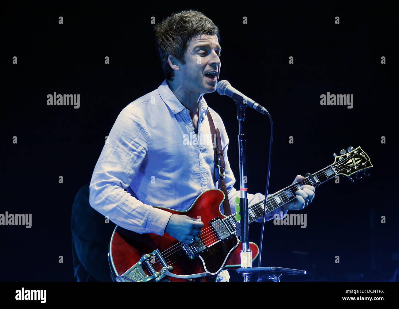 Noel Gallagher performing with his new band Noel Gallaghers' High Flying Birds at Manchester O2 ...