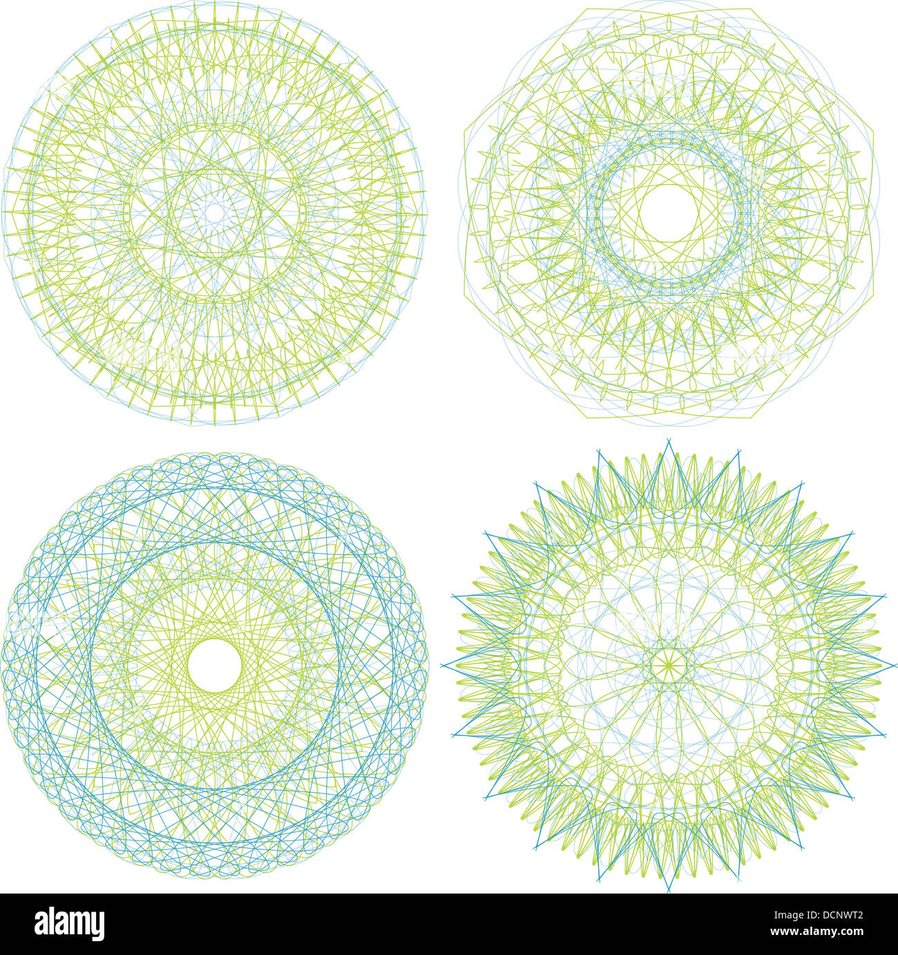 Set of guilloche rosettes certificate or diplomas, decorative elements ...