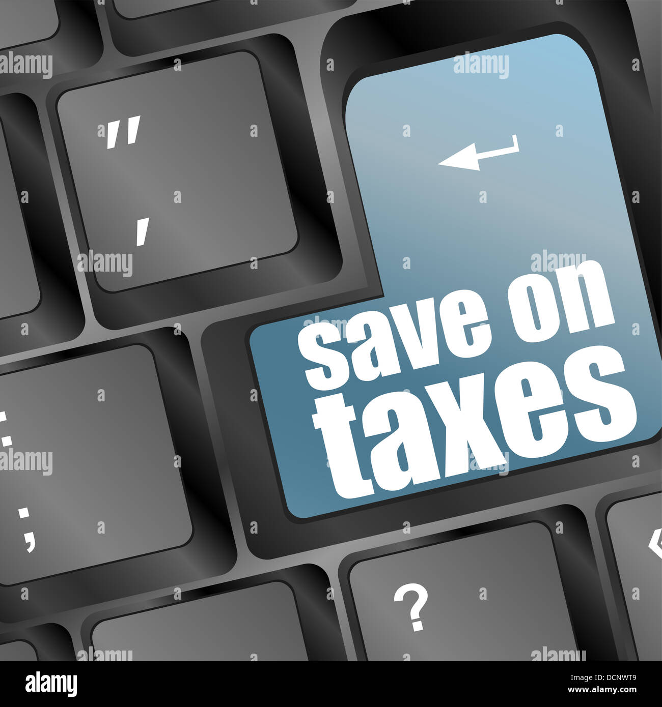 A computer keyboard with keys save on taxes Stock Photo - Alamy