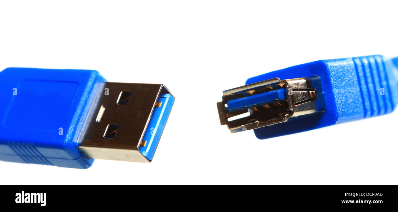 Blue USB cable isolated on white Stock Photo - Alamy