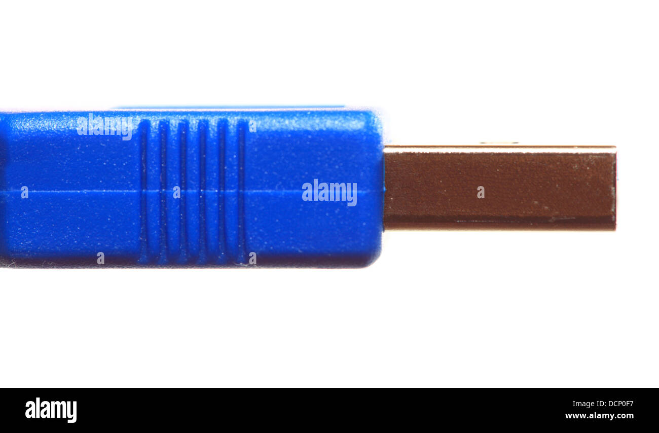 Blue USB cable isolated on white Stock Photo - Alamy