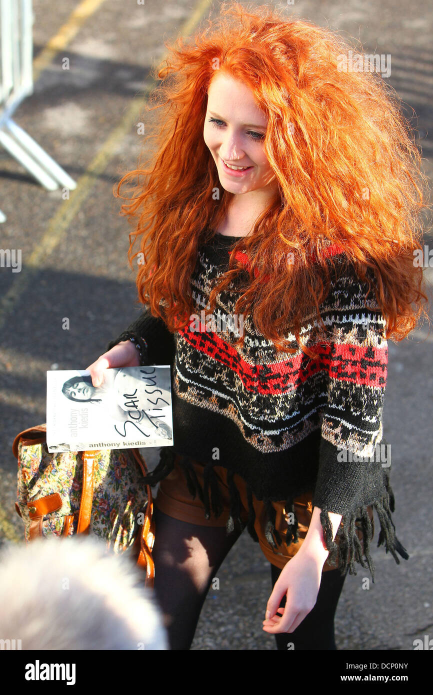X Factor Finalist Janet Devlin arriving at the X factor Studios holding ...