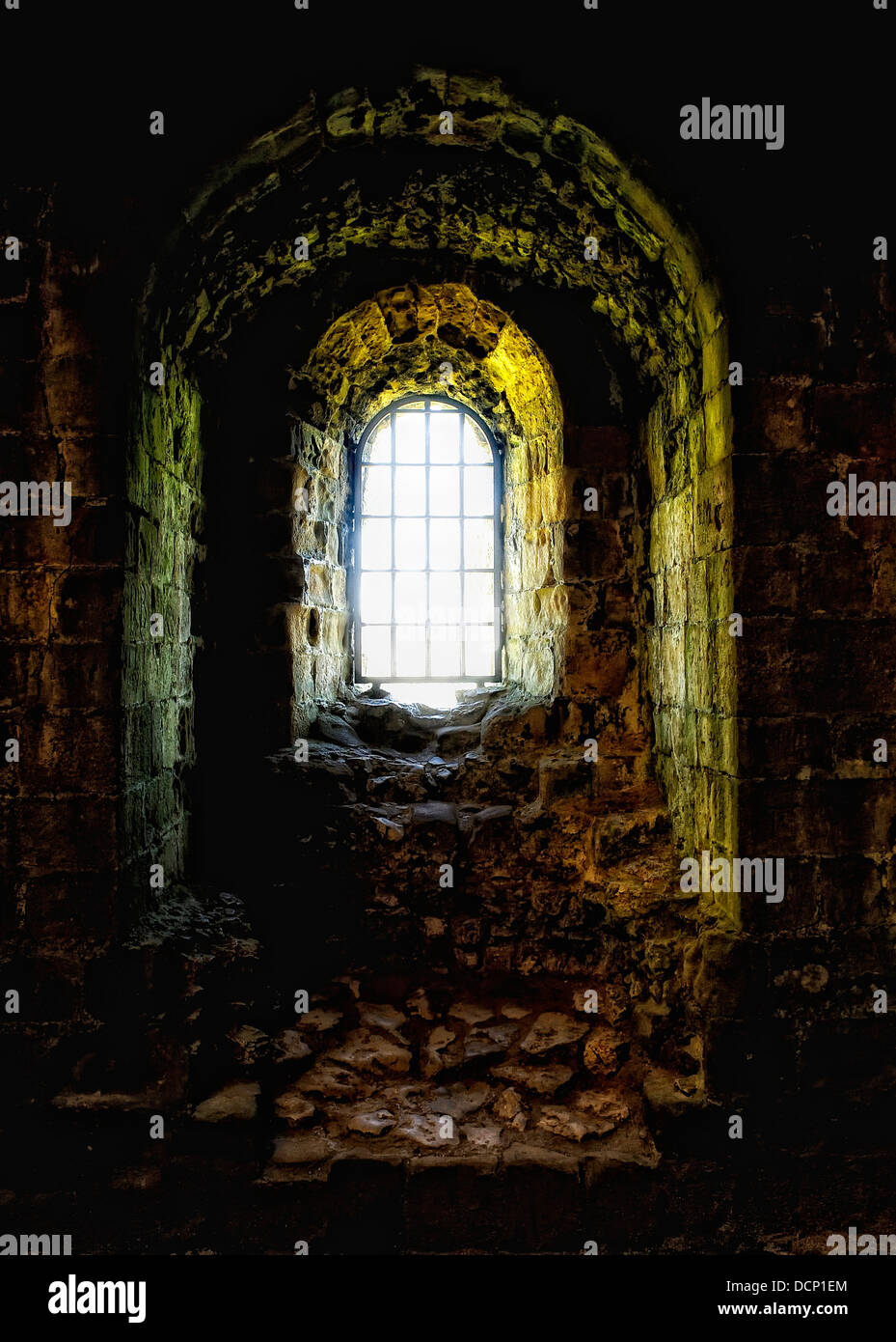 Sunlight through a castle window. Peveril Castle Derbyshire England uk ...