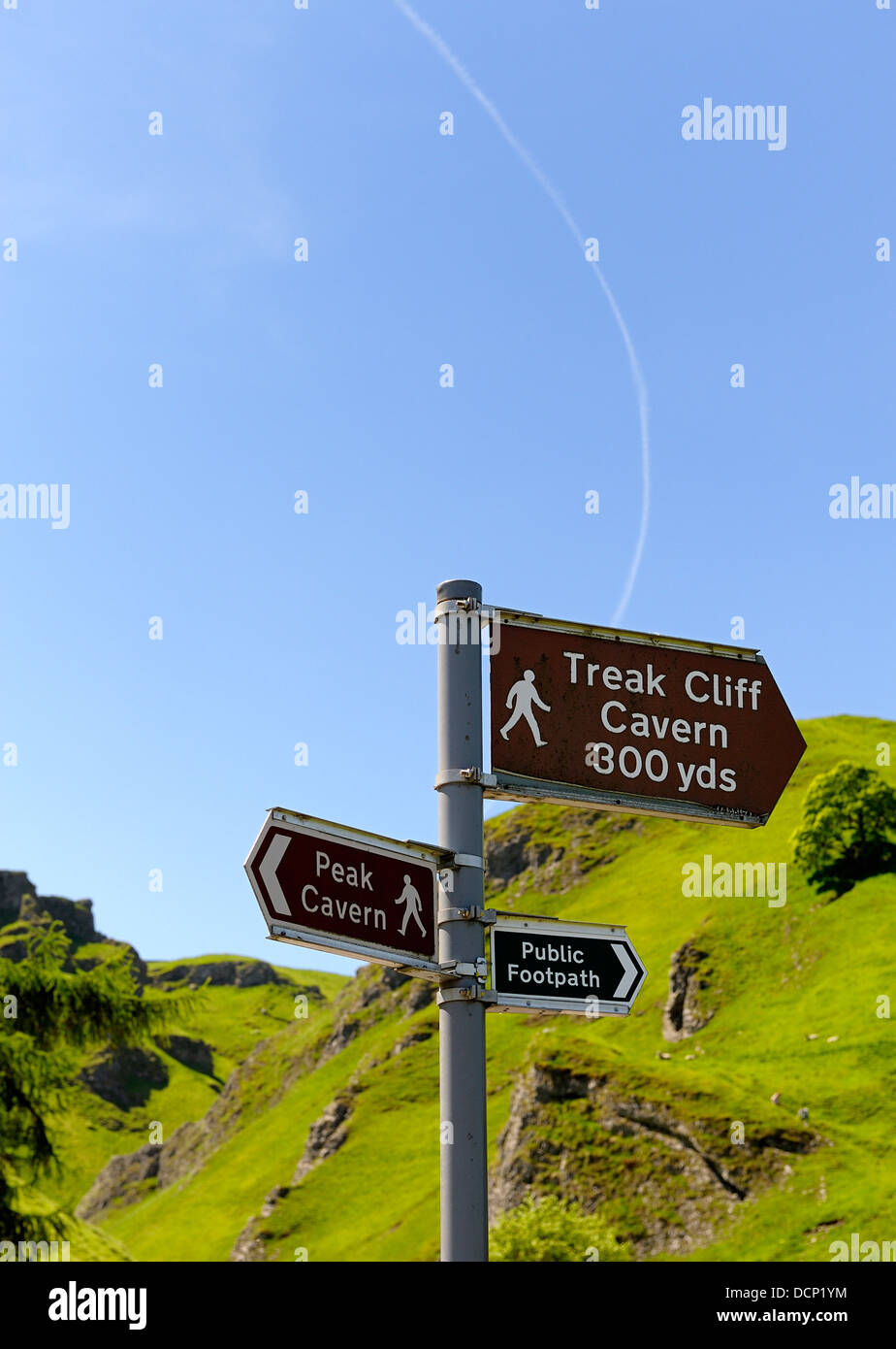 Tourist signs Castleton Derbyshire peak district England uk Stock Photo ...