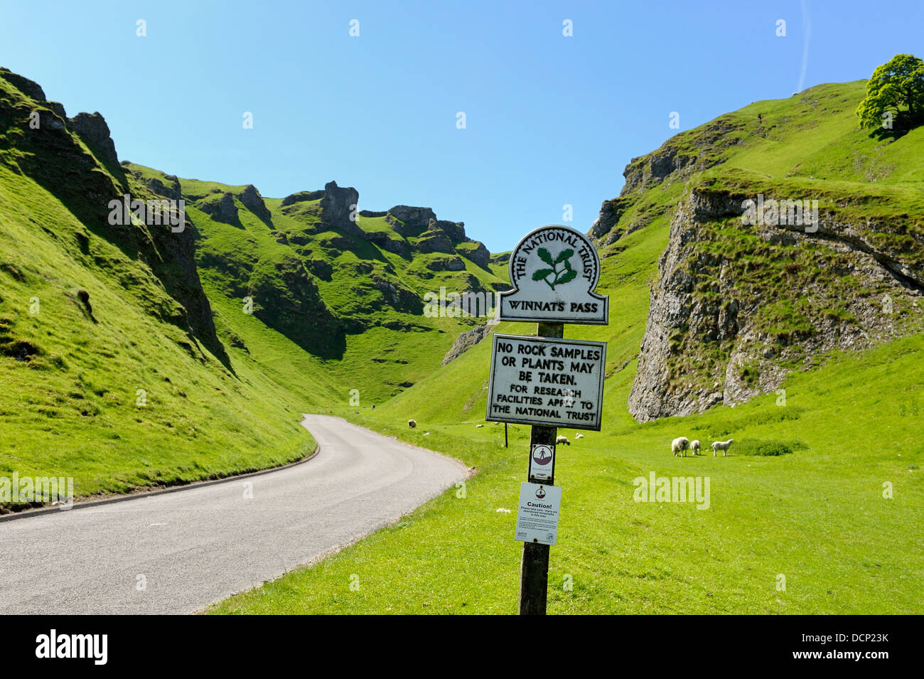 The winding road that passes through Winnats pass Castleton Derbyshire ...