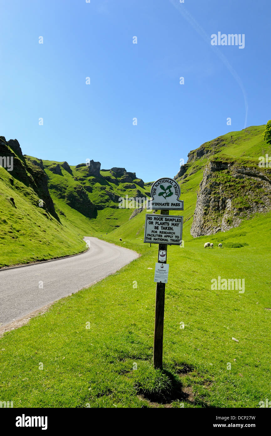The winding road that passes through Winnats pass Castleton Derbyshire ...
