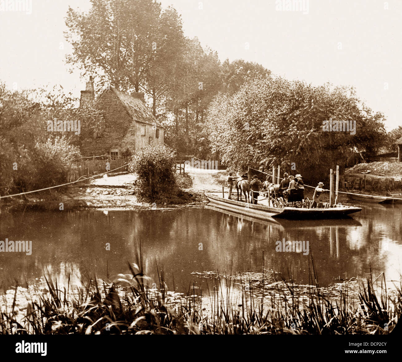 Bablock Hythe Ferry River Thames Victorian period Stock Photo - Alamy