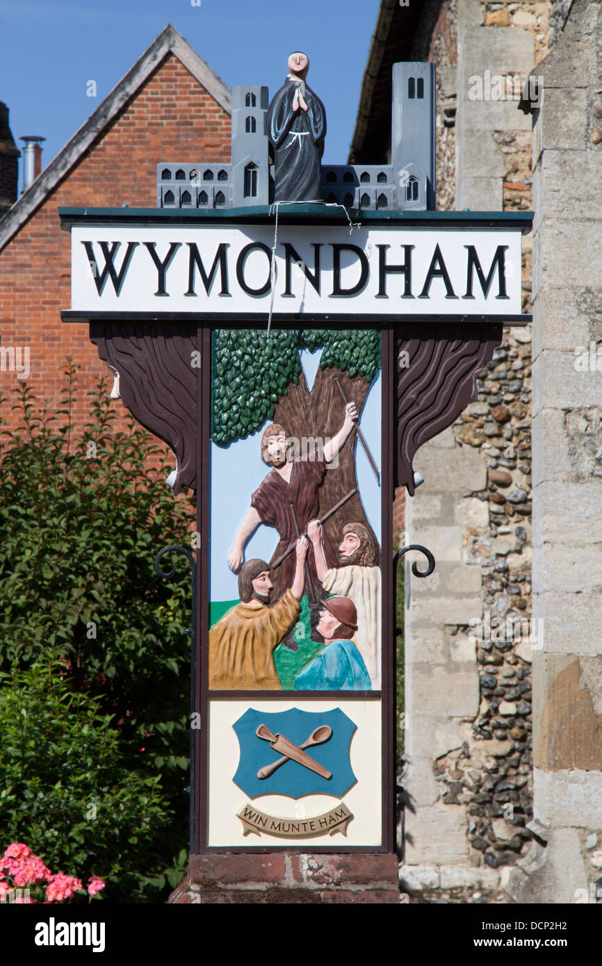 Wymondham ornate sign norfolk england uk gb Stock Photo - Alamy