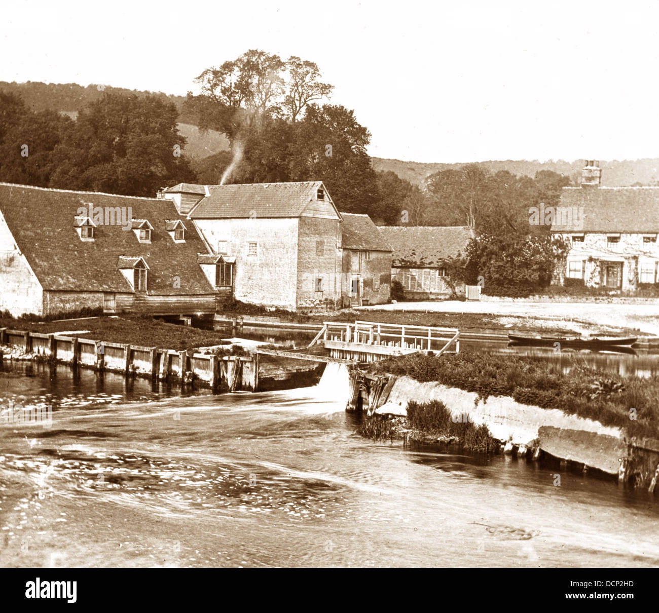 Streatley Mill River Thames Victorian period Stock Photo - Alamy