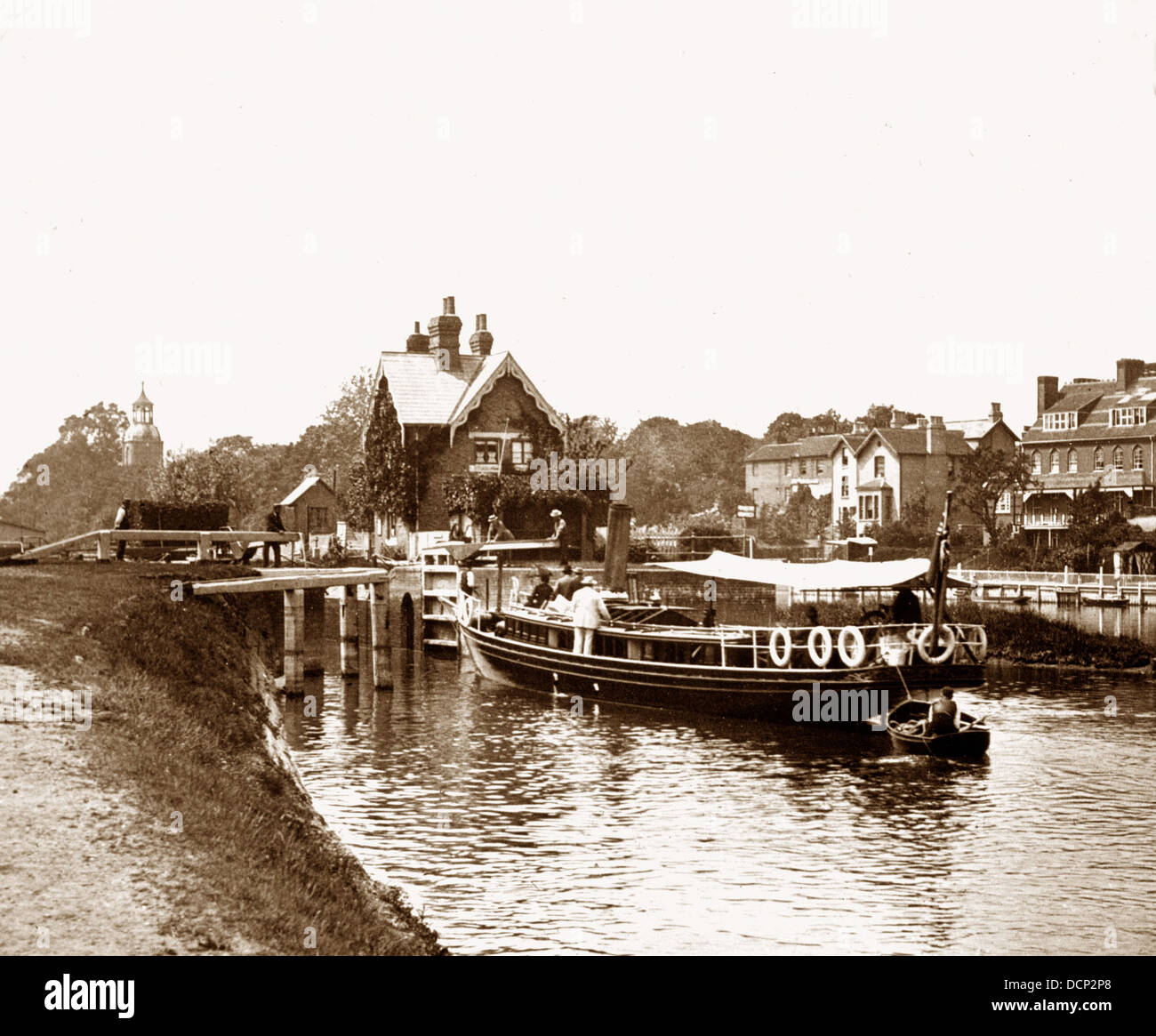 Sunbury Lock River Thames Victorian period Stock Photo - Alamy