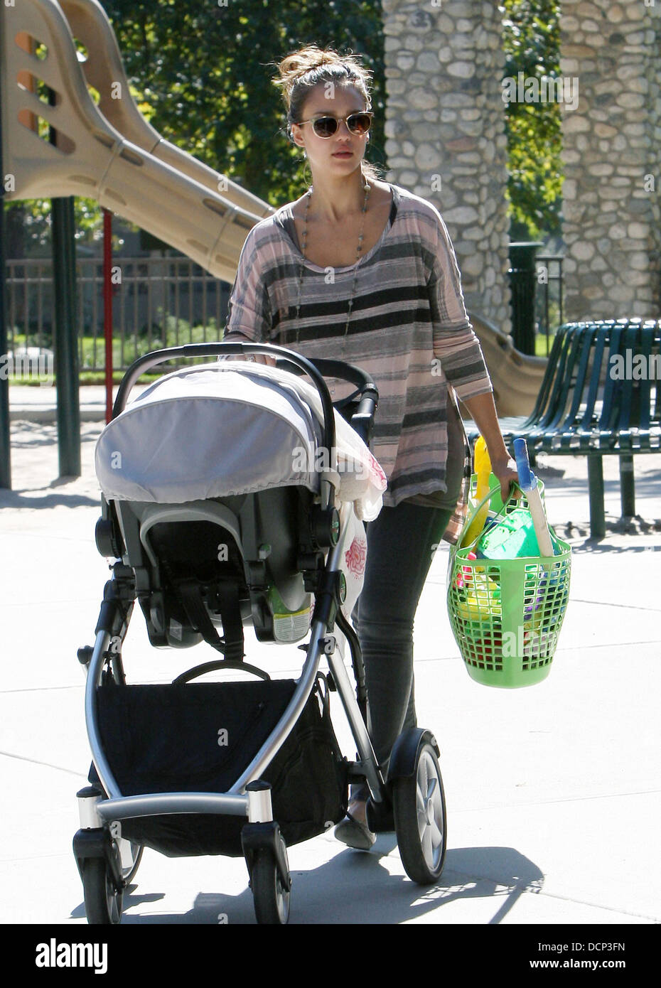 Jessica Alba pushes baby Haven Warren in a stroller as she enjoys some ...