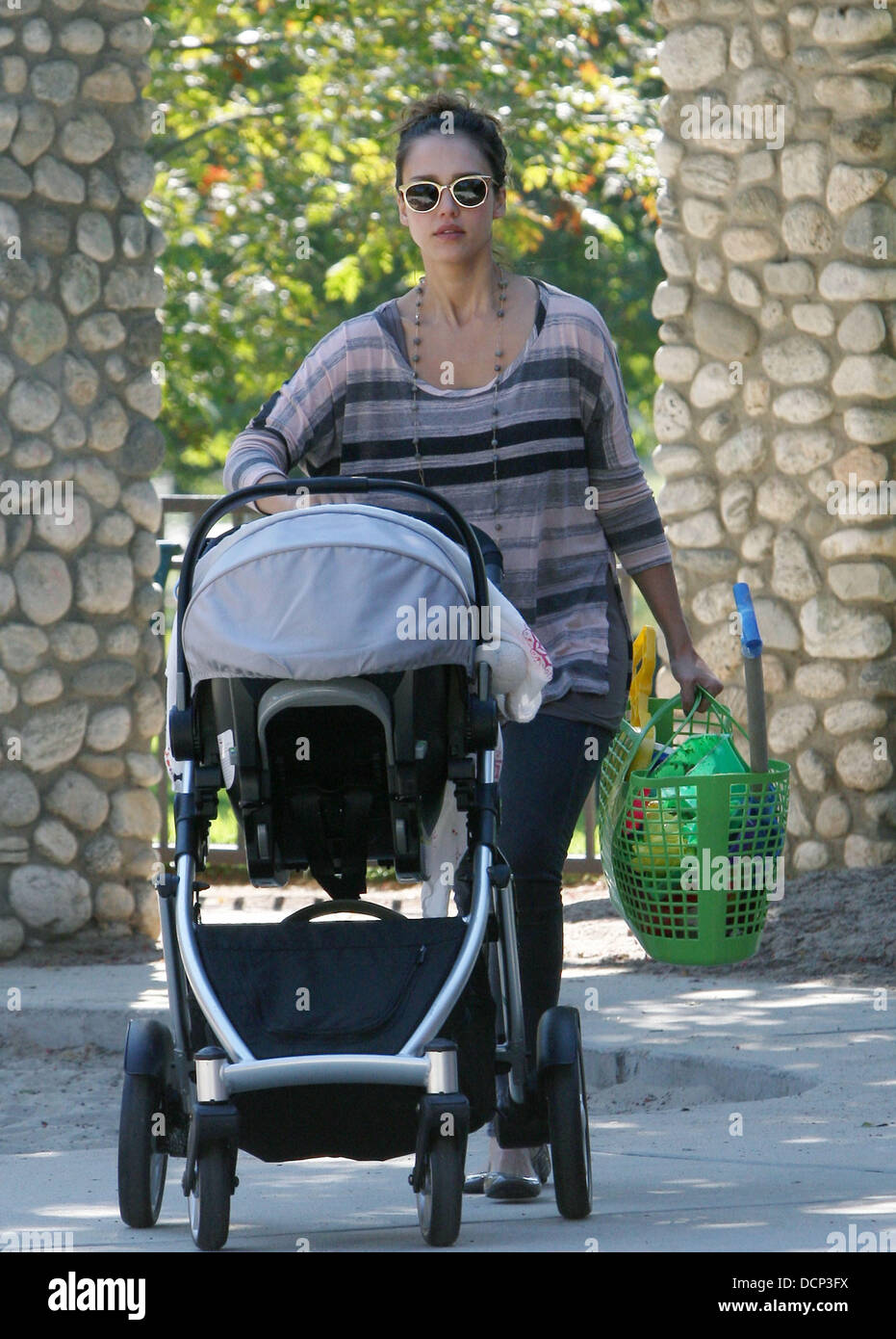 Jessica Alba pushes baby Haven Warren in a stroller as she enjoys some ...