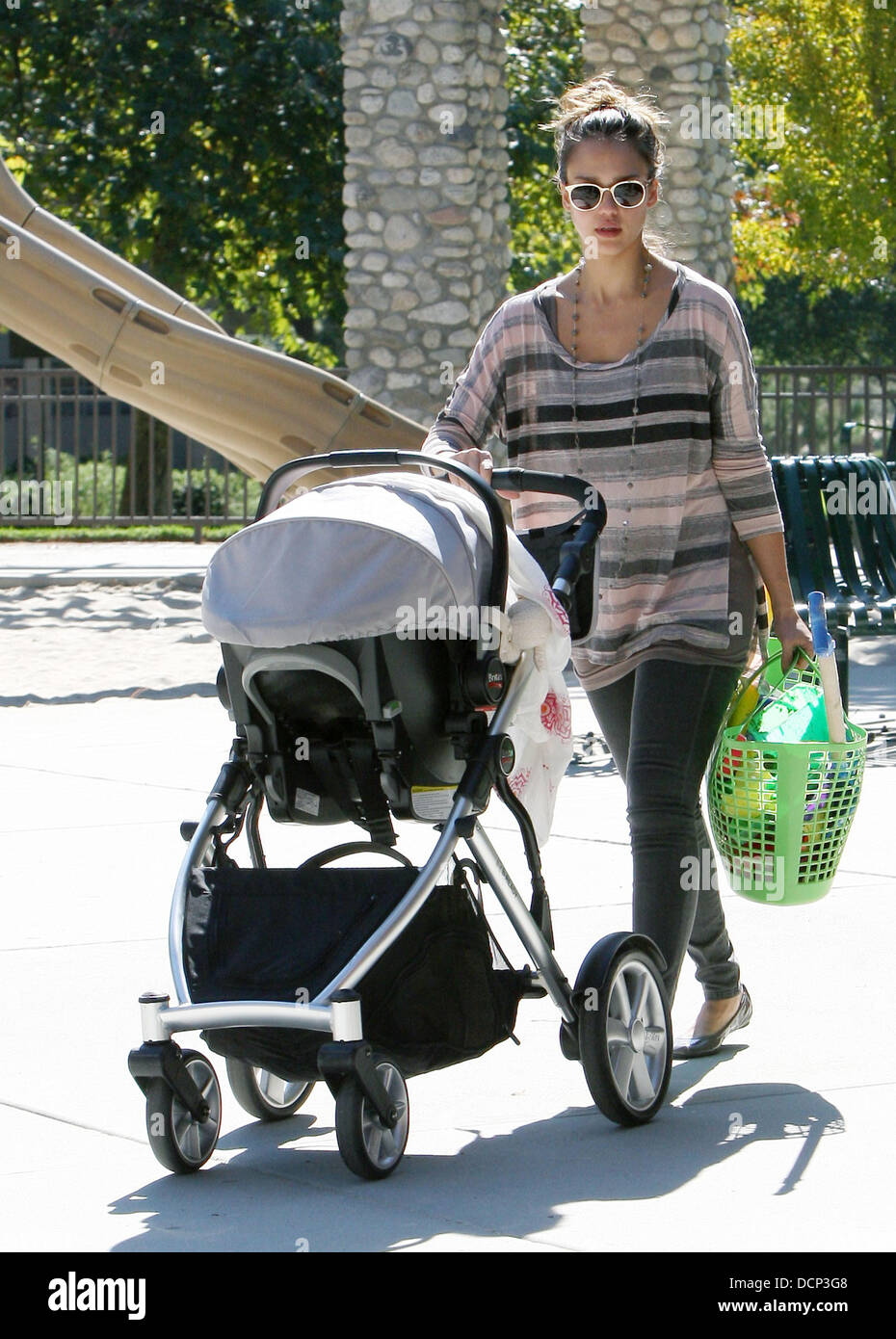 Jessica Alba pushes baby Haven Warren in a stroller as she enjoys some ...