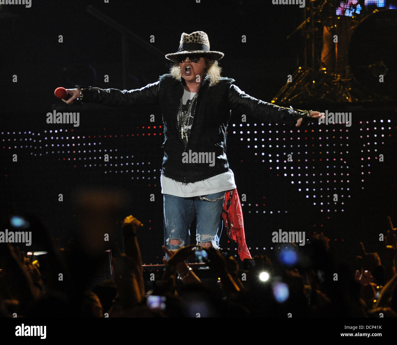 Axl Rose of Guns N' Roses performs at the American Airlines Arena ...