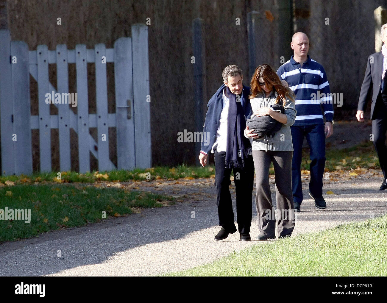 French President Nicolas Sarkozy and wife Carla Bruni-Sarkozy taking a ...