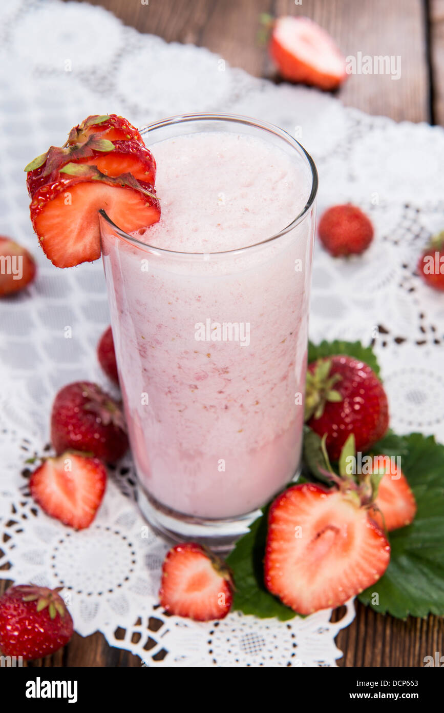 Fresh made fruity Strawberry Milkshake Stock Photo - Alamy
