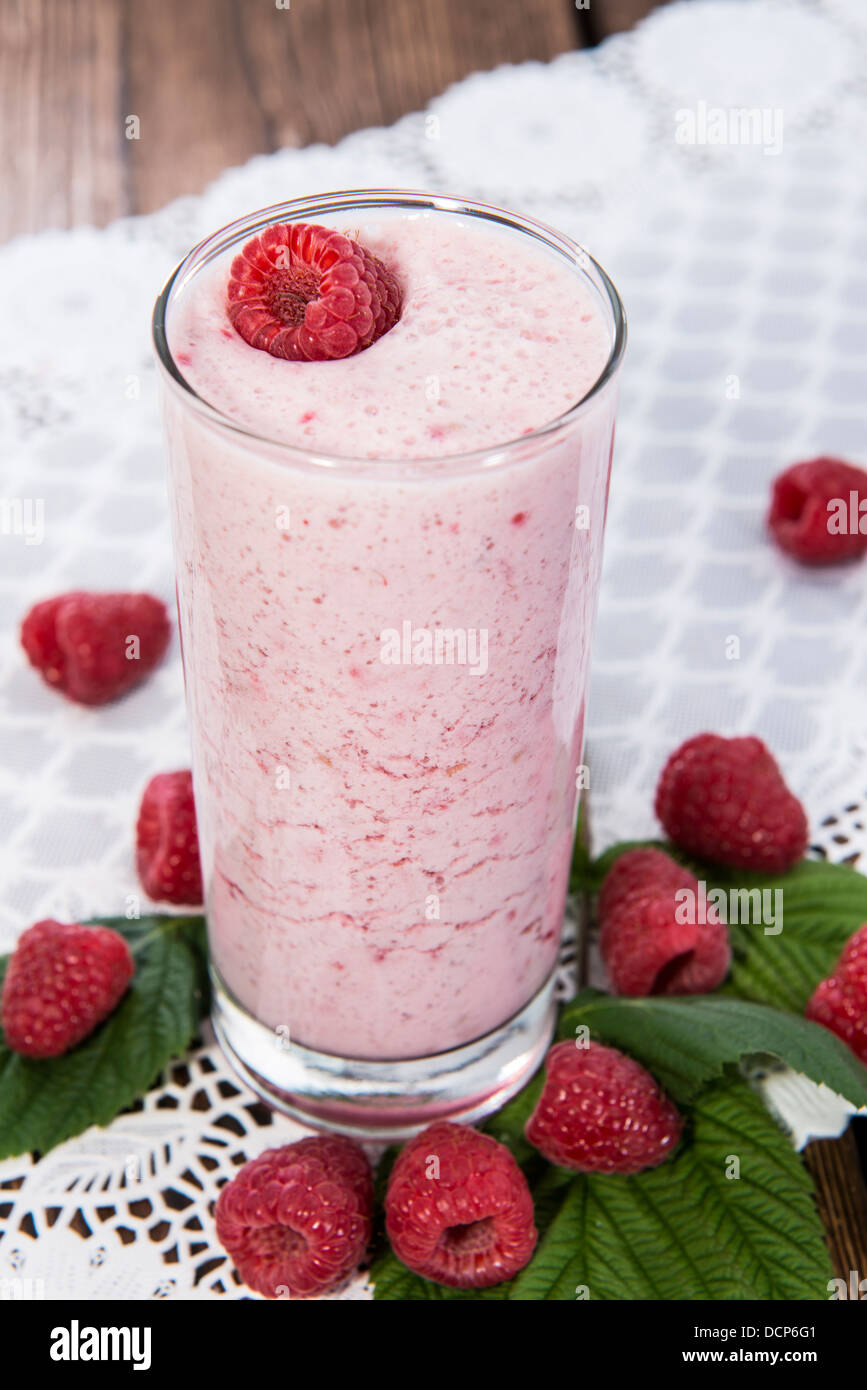 Homemade Raspberry Shake with fresh fruits Stock Photo - Alamy