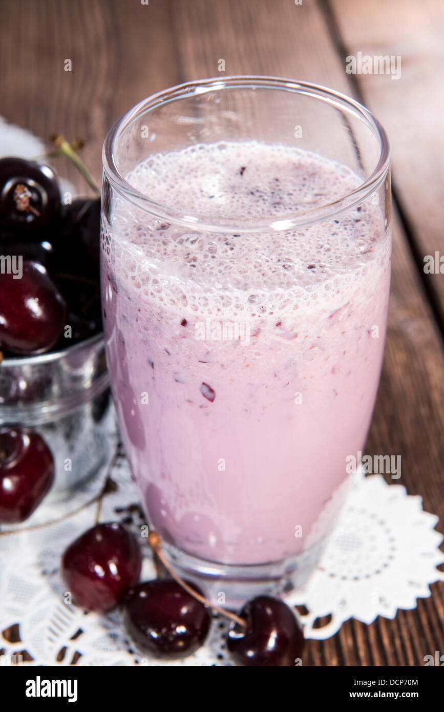 Homemade Cherry Shake with fresh fruits Stock Photo - Alamy