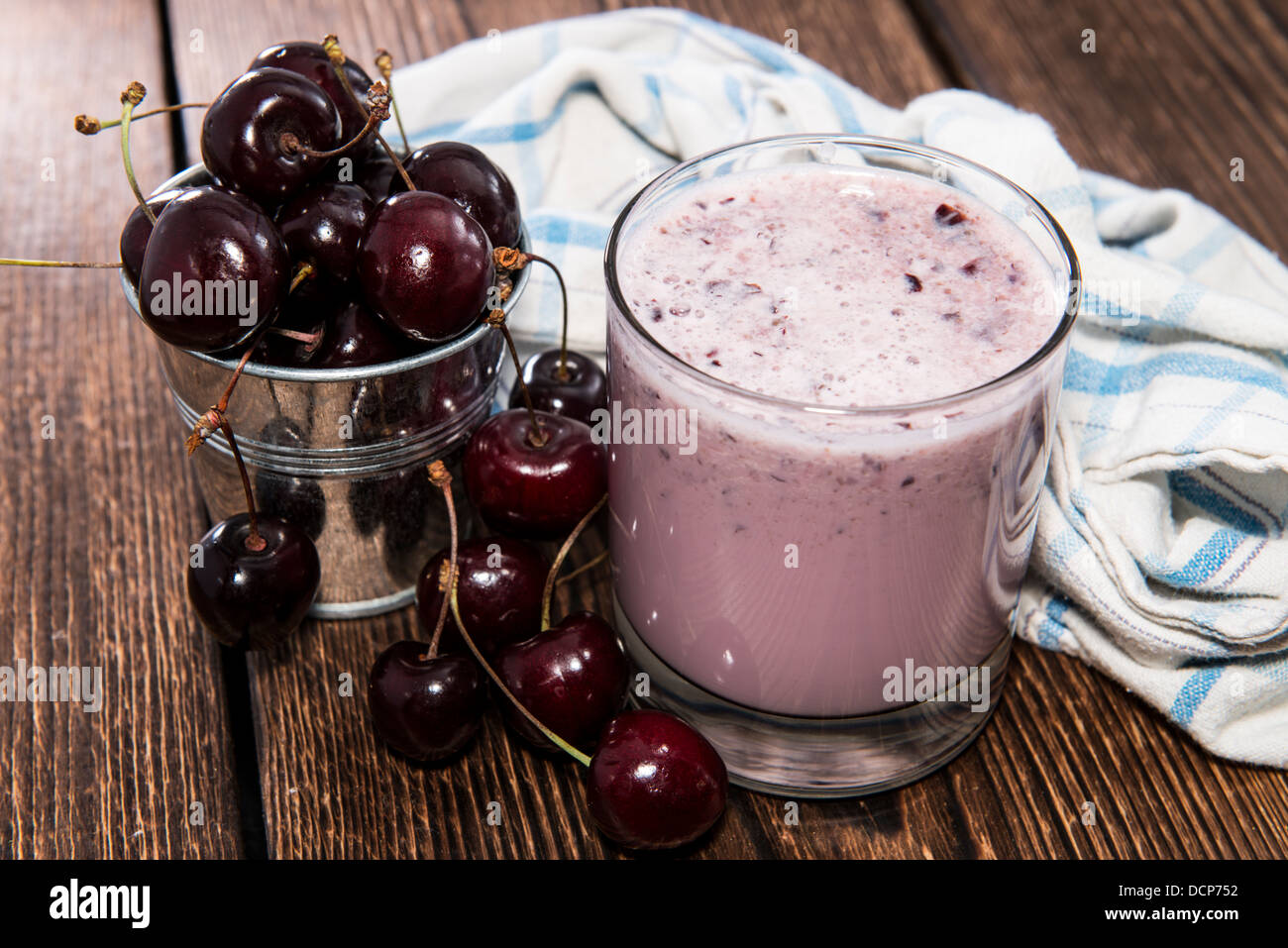 Homemade Cherry Shake with fresh fruits Stock Photo - Alamy