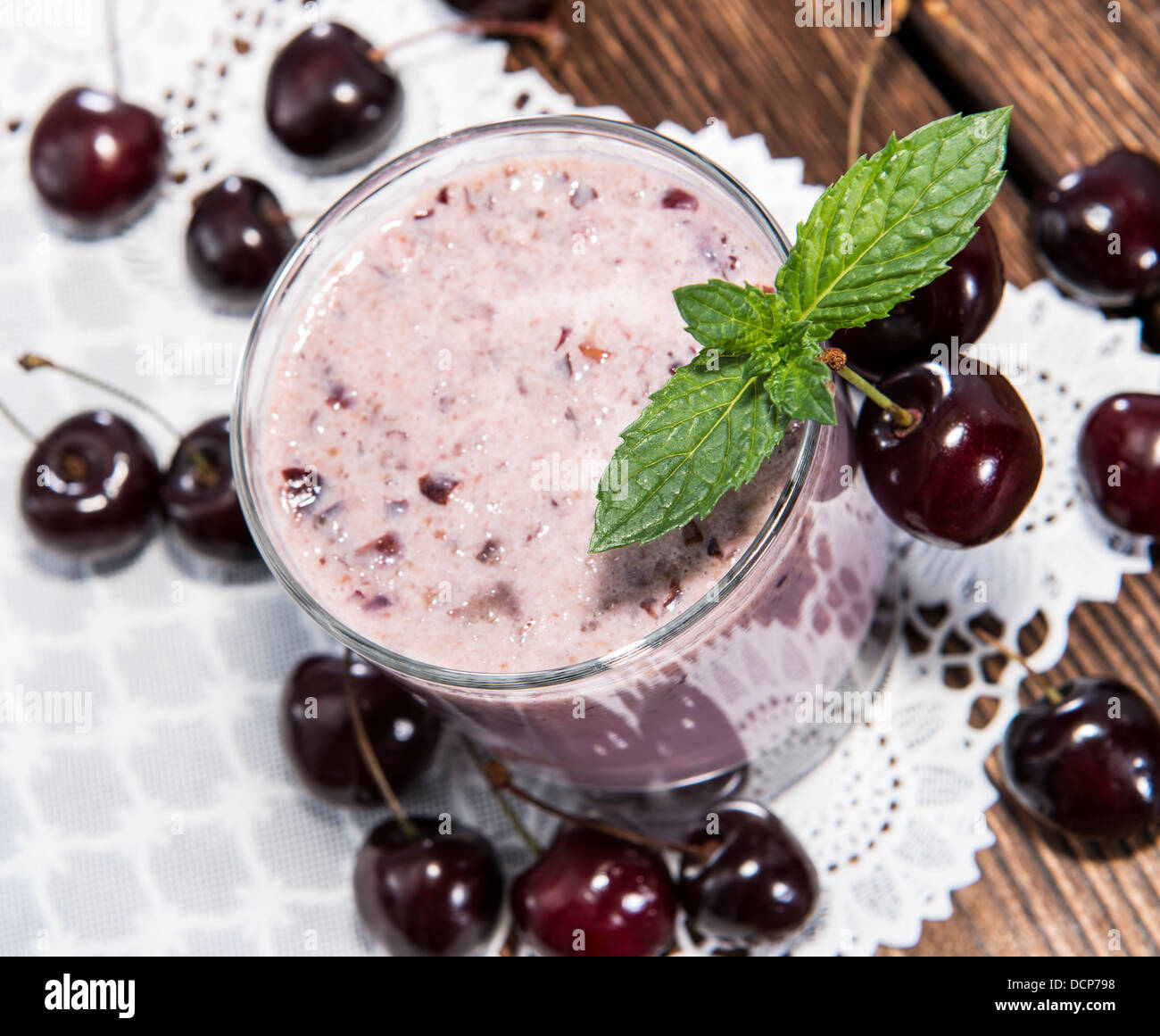 Homemade Cherry Shake with fresh fruits Stock Photo - Alamy