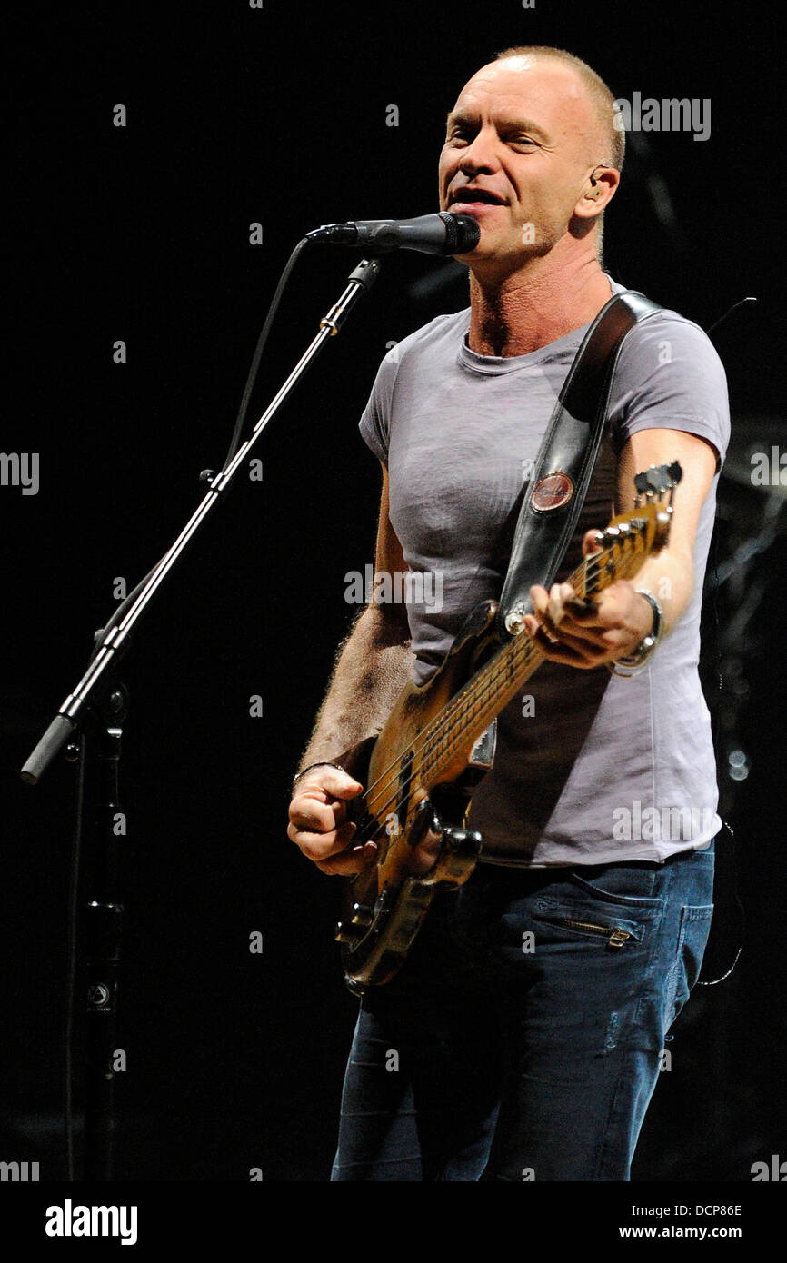 Sting performs on stage at Massey Hall during his 'Back To Bass Tour ...