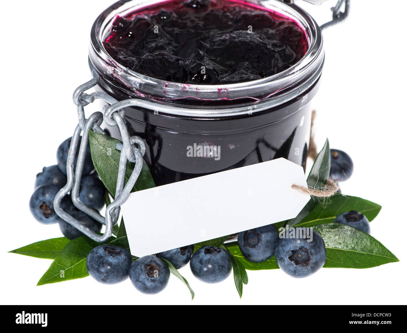 Glass with Blueberry Jam isolated on white background Stock Photo - Alamy