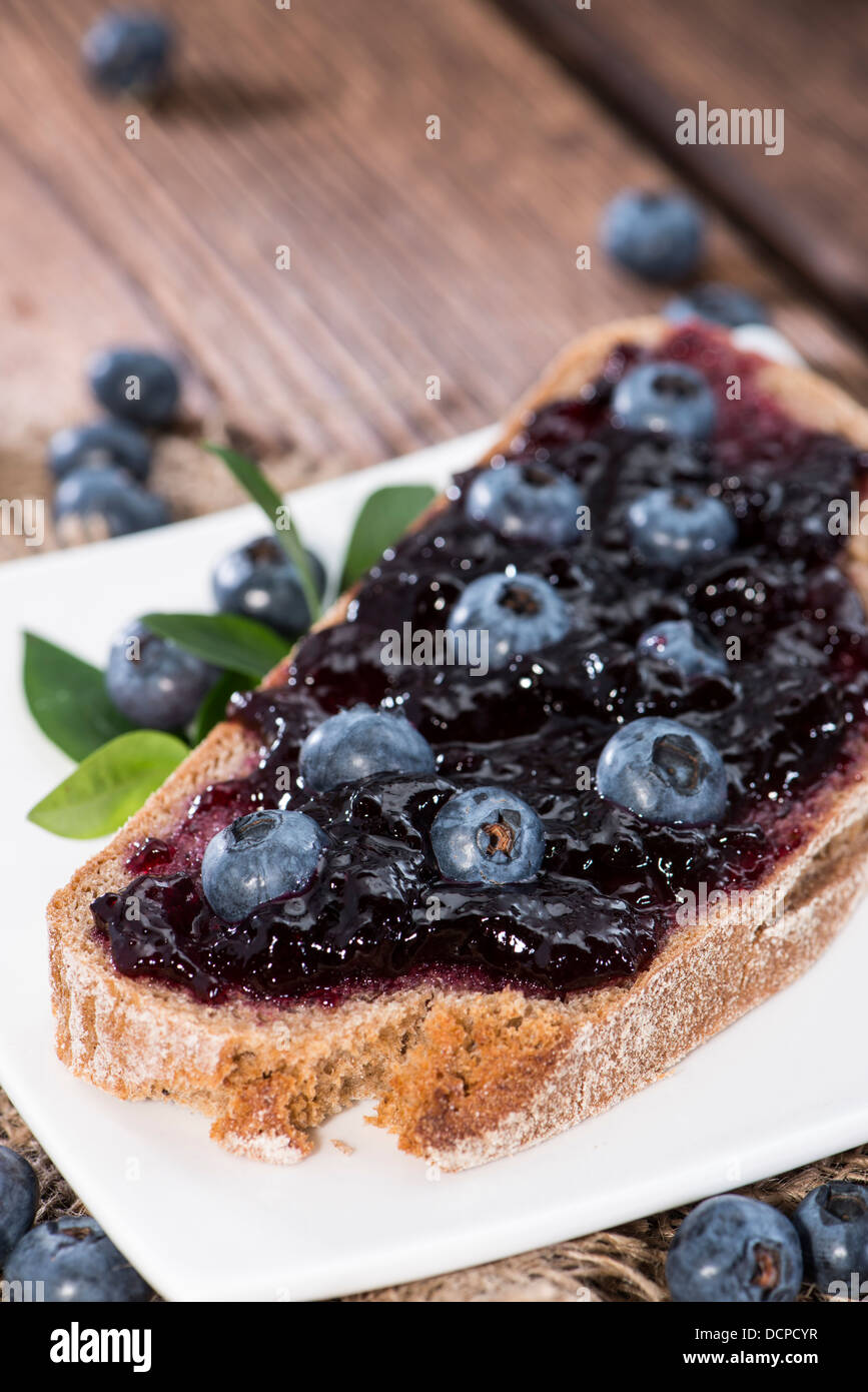 Slice of Bread with fresh made Blueberry Jam Stock Photo - Alamy