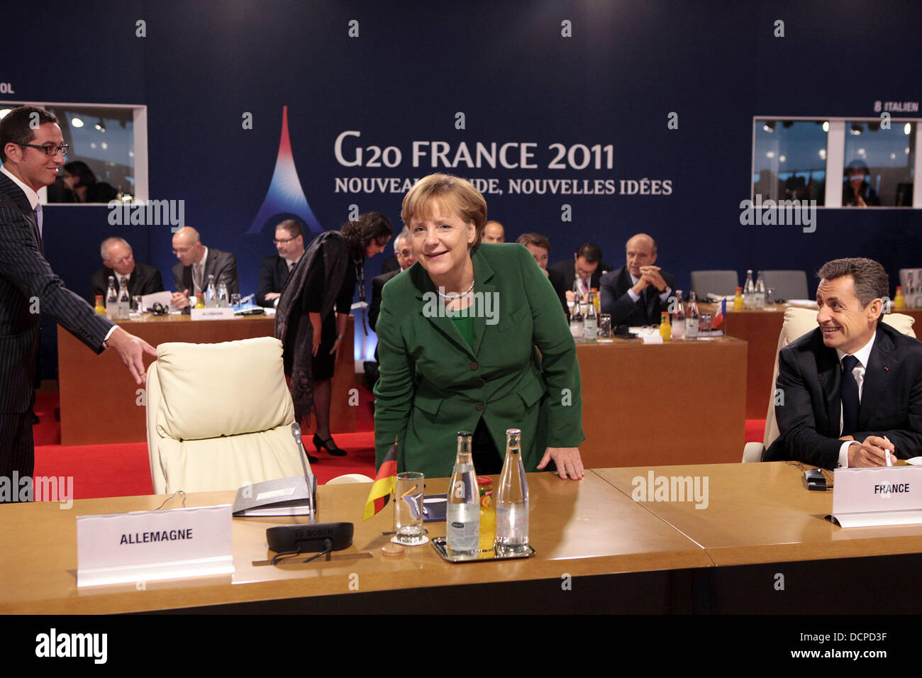German Chancellor Angela Merkel, at the Group of 20 (G20) Cannes Summit ...