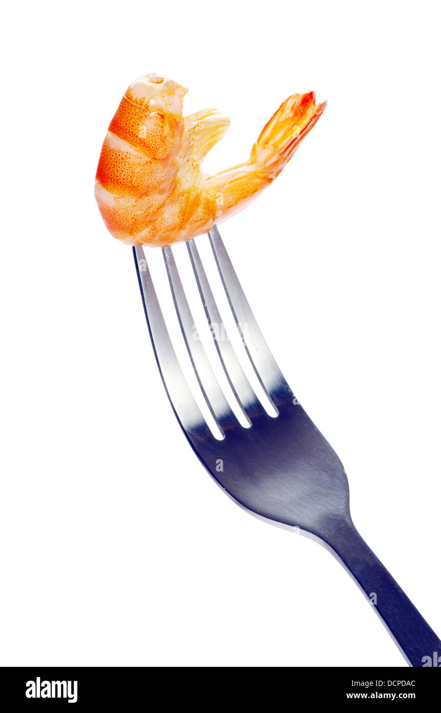 Shrimp on fork Stock Photo - Alamy