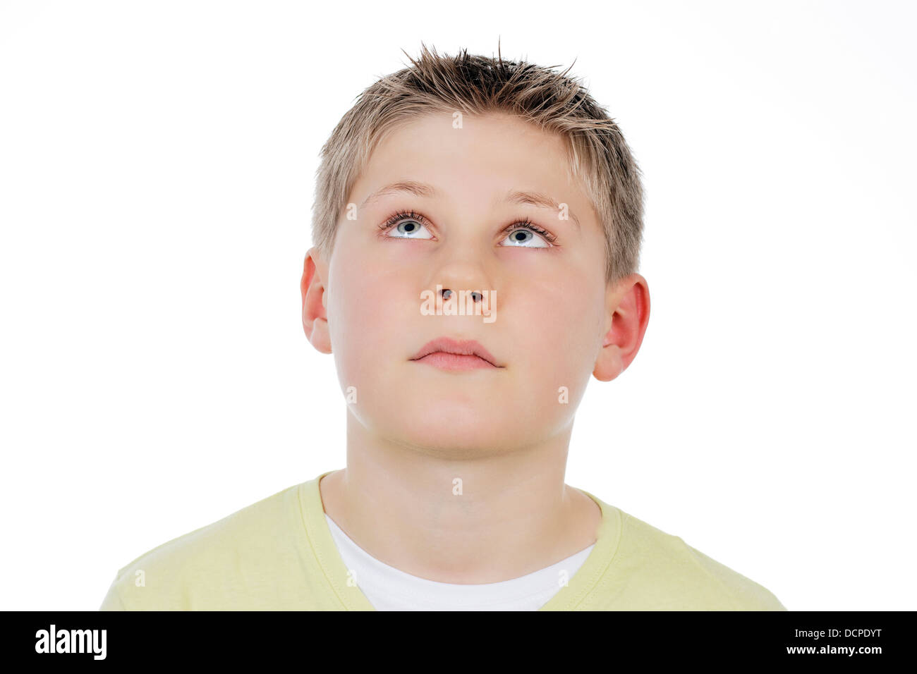 Portrait of boy looking up Stock Photo - Alamy
