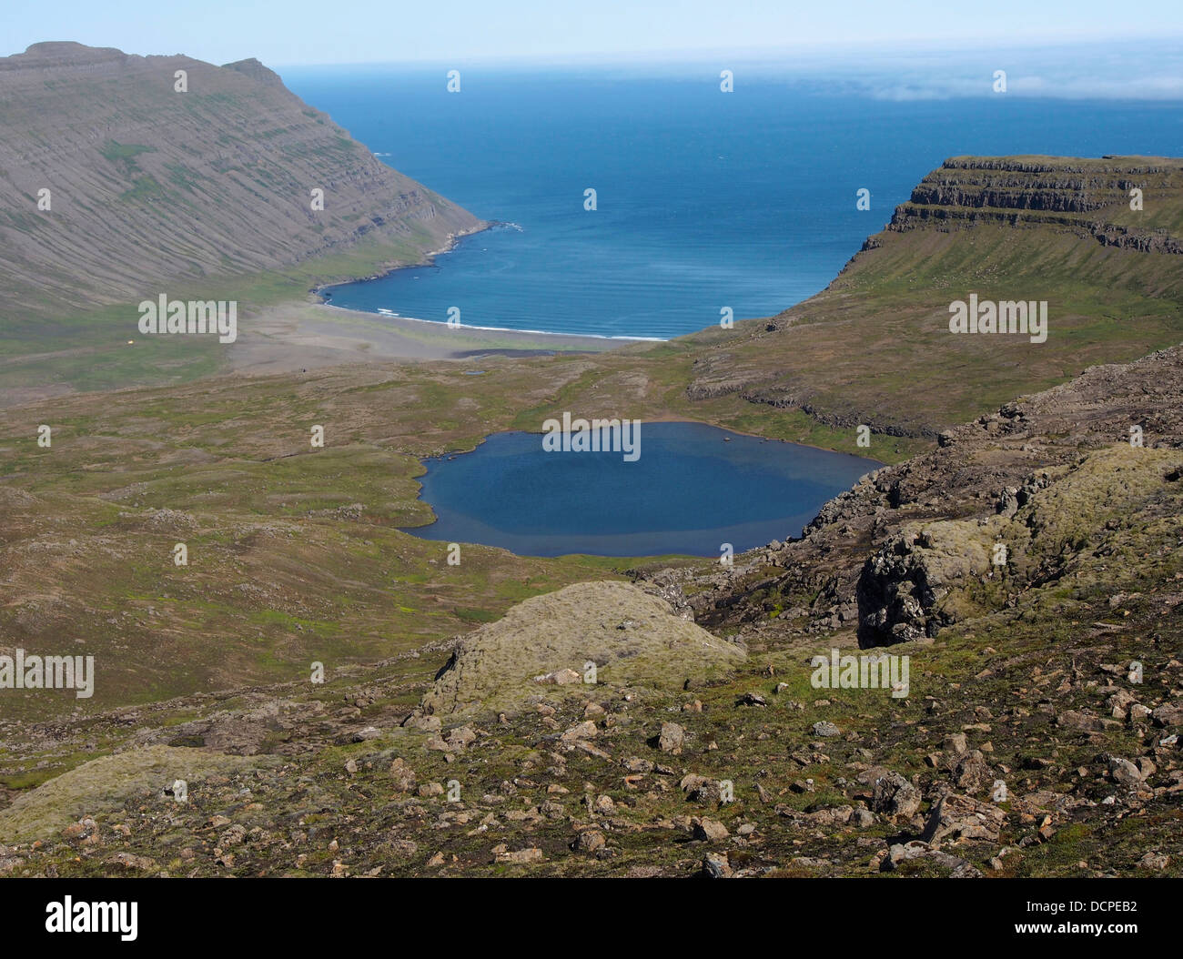 Sandvík from pass, Gerpisskarð, Iceland Stock Photo - Alamy