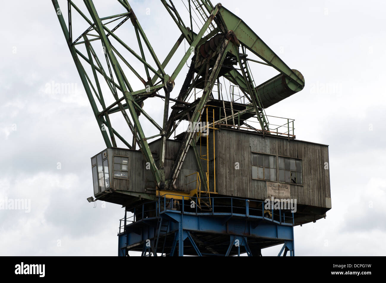 Old quayside (1951) crane Duisburg Germany Stock Photo - Alamy