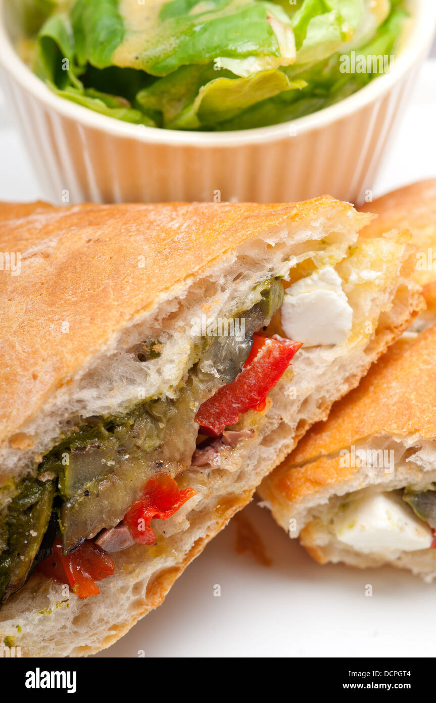 ciabatta panini sandwichwith vegetable and feta Stock Photo - Alamy