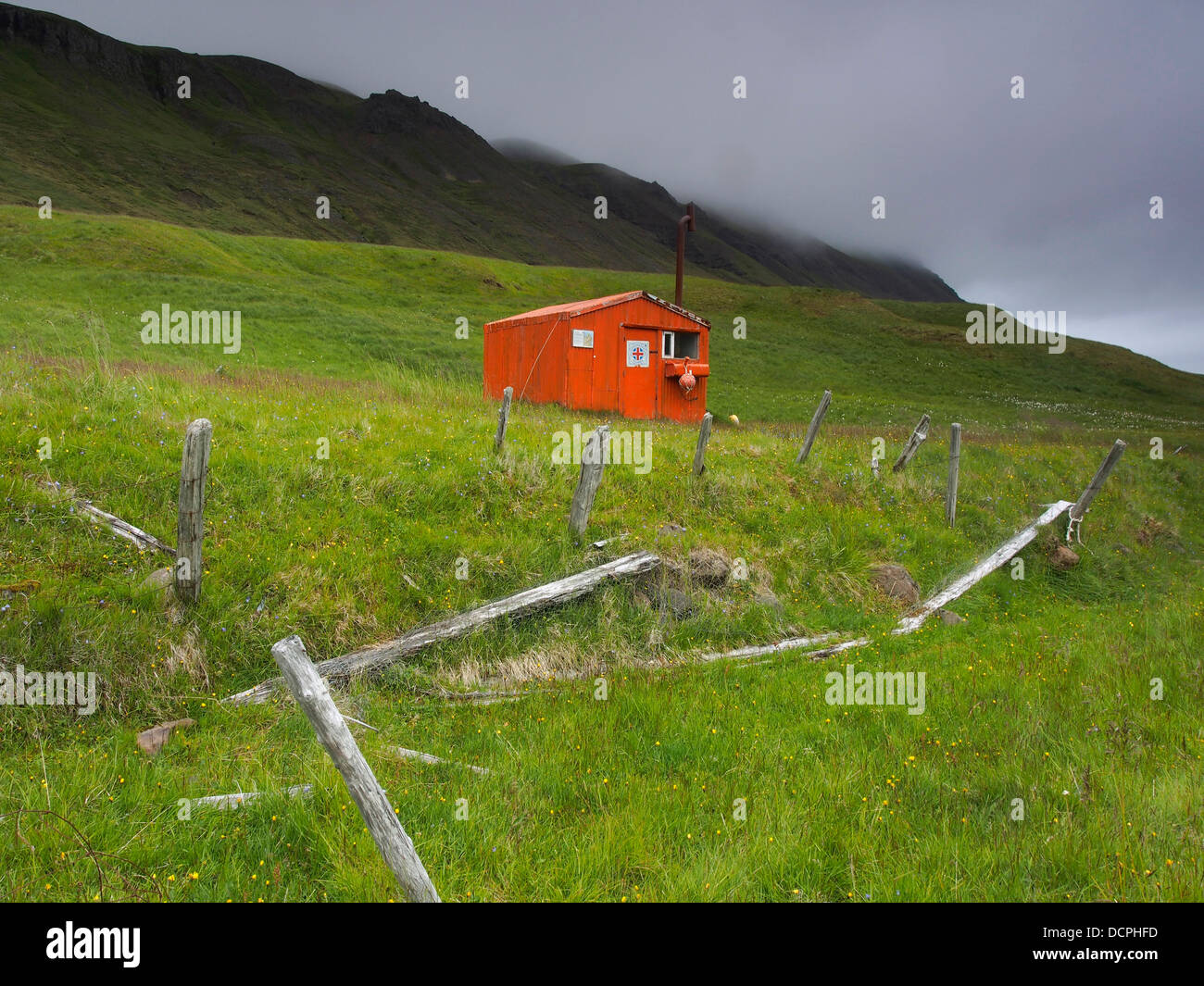 Emergency hut, Brunavík, Iceland Stock Photo - Alamy