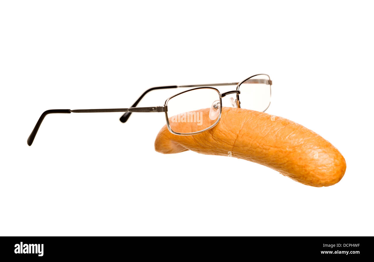 Sausage with glasses Stock Photo - Alamy