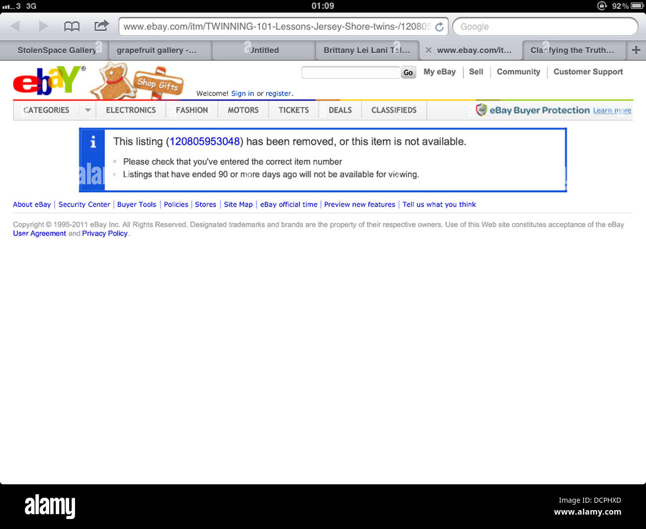 The ebay listing offering the twins "services" has now been removed ...