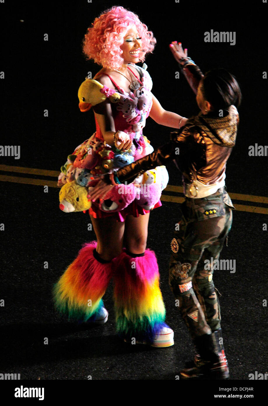 Nicki Minaj and Willow Smith The set for the music video of 'Fireball ...