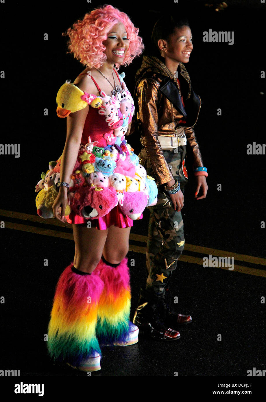 Nicki Minaj and Willow Smith The set for the music video of 'Fireball ...