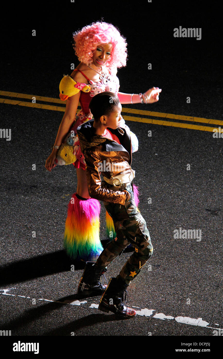 Nicki Minaj and Willow Smith The set for the music video of 'Fireball ...