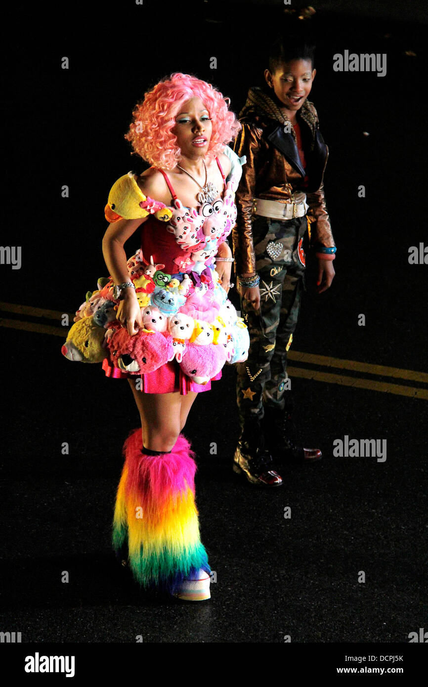 Nicki Minaj and Willow Smith The set for the music video of 'Fireball ...
