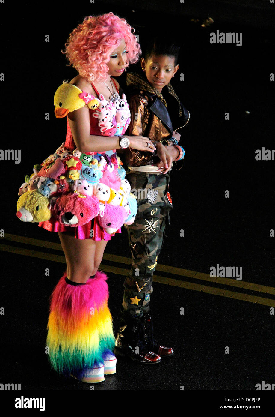 Nicki Minaj and Willow Smith The set for the music video of 'Fireball ...