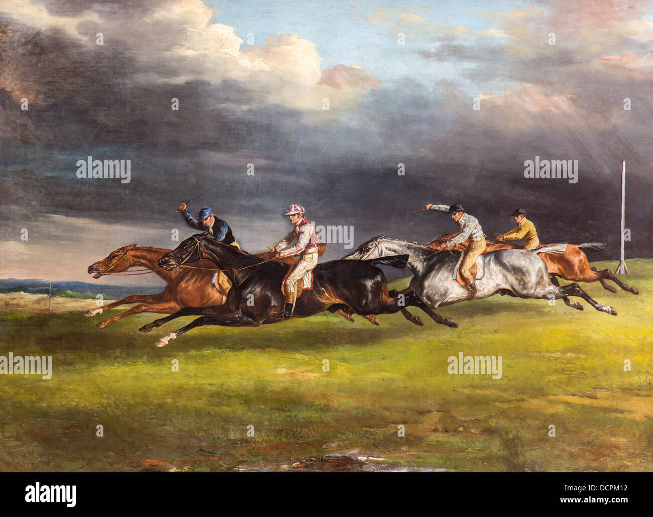 19th century - Horse Ride, The Derby of 1821 in Epsom, Théodore ...