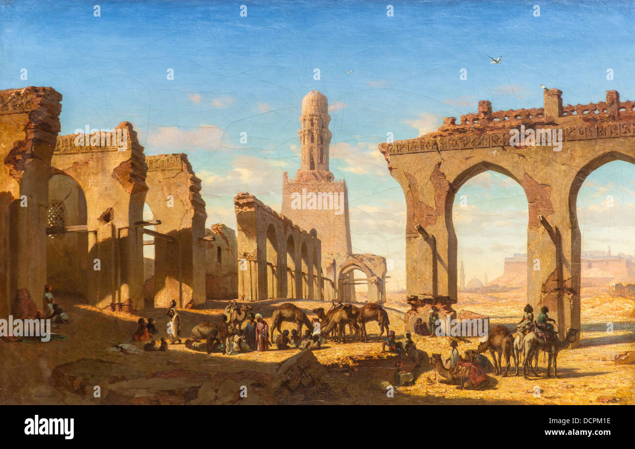 19th century - Ruins of the Mosque of the Caliph Hakem in Cairo around ...