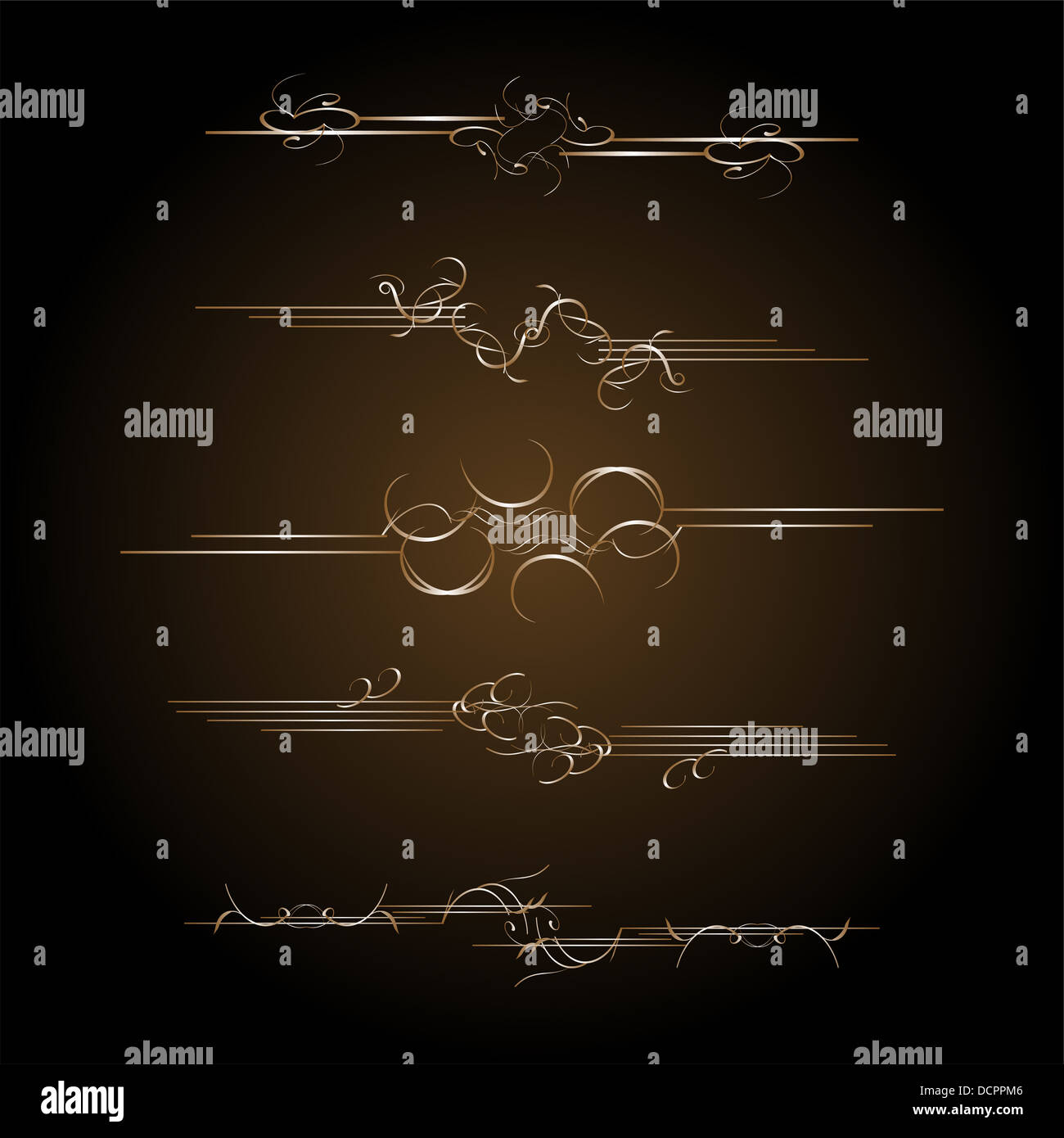 Golden calligraphic design elements on a retro texture background Stock ...